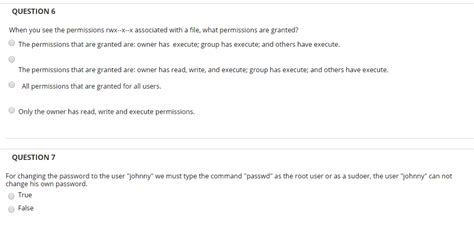 Solved Question 6 When You See The Permissions Rwx X X