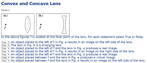 Solved Convex And Concave Lens Points A B I I In Chegg