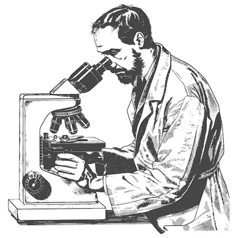 Premium Vector Man Scientists Looking Through Microscope With Premium Vector Man Scientists Looking Through Microscope With