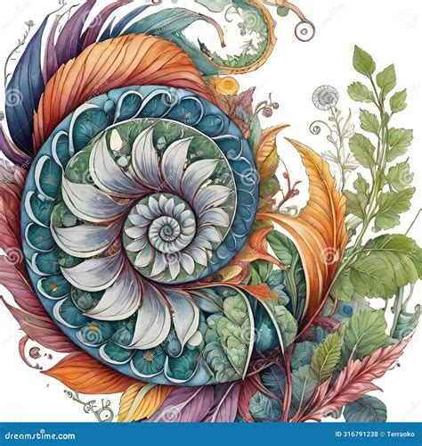 fibonacci sequence circular spiral illustration for adults beautiful