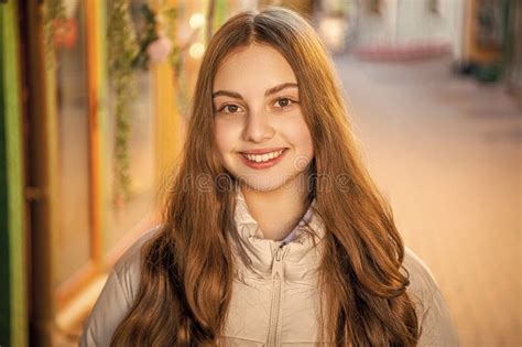 Happy Teenage Girl Portrait In The Street Teenage Girl Portrait