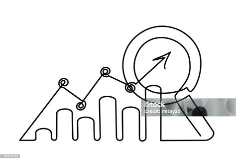 위쪽 화살표 막대 그래프 및 돋보기를 늘리는 연속적인 한 선 그리기 데이터 분석 검색 손으로 그린 디자인 벡터 일러스트 레이 션 0명에 대한 스톡 벡터 아트 및 기타 이미지