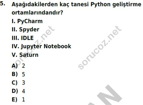 Python Programlama Auzef Çıkmış Sorular Vize Sınavı Test 2 Soru Çöz