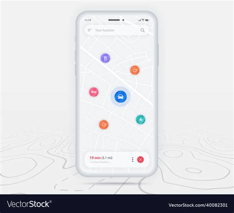Map Gps Navigation Ux Ui Concept Smartphone Vector Image