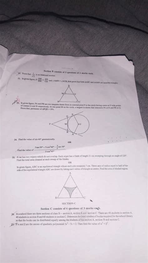 Section B Consists Of 5 Questions Of 2 Marks Each21 Prove That 2 1 Is