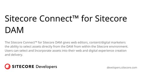 Sitecore Connect™ For Sitecore Dam