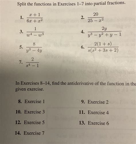 Solved Split The Functions In Exercises 1 7 Into Partial Chegg Com