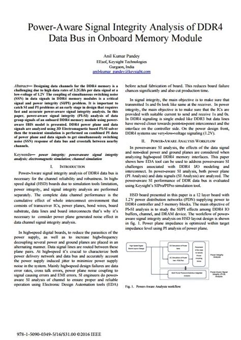 Pdf Power Aware Signal Integrity Analysis Of Ddr4 Data Bus In Onboard