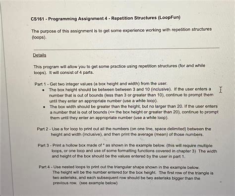 Solved CS Programming Assignment Repetition Chegg Com