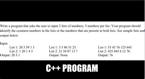 Solved Write A Program That Asks The User To Input 2 Lists