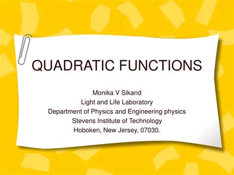 PPT QUADRATIC FUNCTIONS PowerPoint Presentation Free Download ID