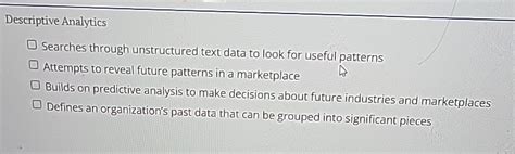 solved descriptive analyticssearches through unstructured