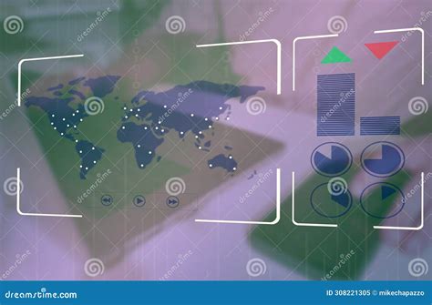 Plot Locations On World Map With Controller Stock Image Image Of