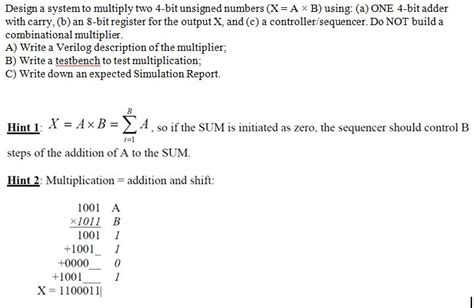 Design A System To Multiply Two 4 Bit Unsigned