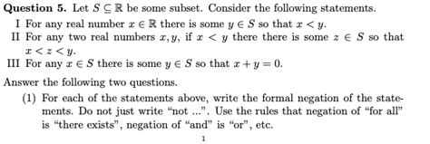 Solved Question Let SR Be Some Subset Consider The Chegg Com