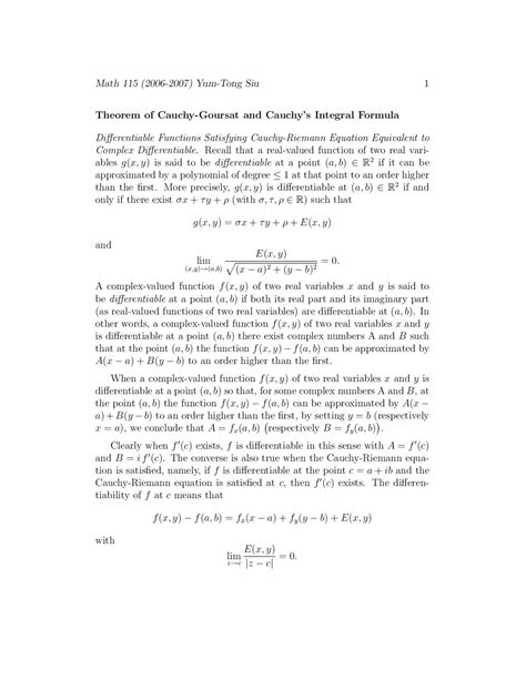 Math 115 Methods Of Analysis And Applications Docsity