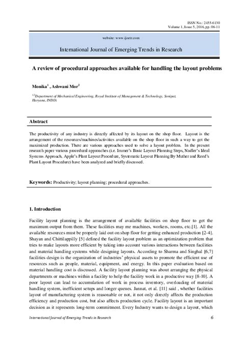 Pdf A Review Of Procedural Approaches Available For Handling The Layout Problems Pdf