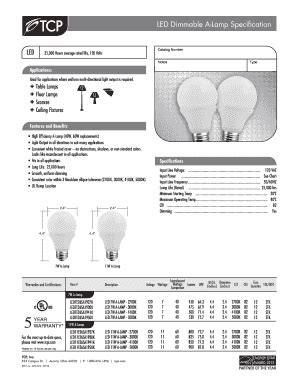Fillable Online LED Dimmable A Lamp Specification LED Dimmable A Lamp Specification Fax Email