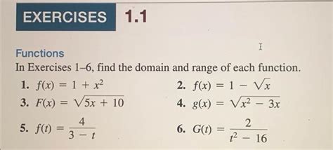 Solved Functions In Exercises 1 6 Find The Domain And Range