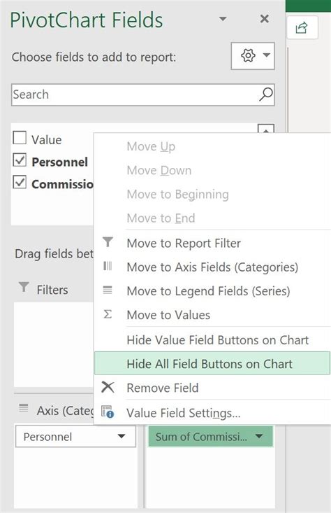 How To Convert A Microsoft Excel Slicer Into A Series Of Filtering Buttons On A Pivotchart