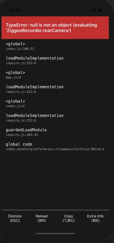 Unhandled Js Exception Typeerror Null Is Not An Object Evaluating