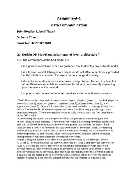 Lukesh Tiwari Diploma 3rd Sem Assignment Pdf Computer Network