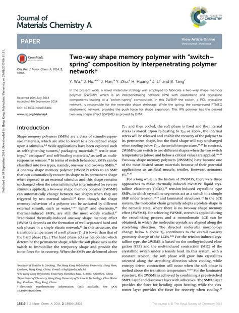 pdf two way shape memory polymer with switch spring composition by