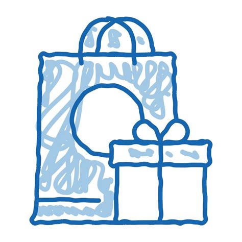 Bolsa De Compras Con Regalo Dentro De Doodle Icono Dibujado A Mano