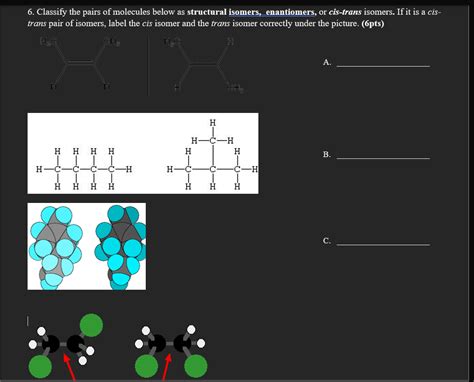 Solved 6 Classify The Pairs Of Molecules Below As