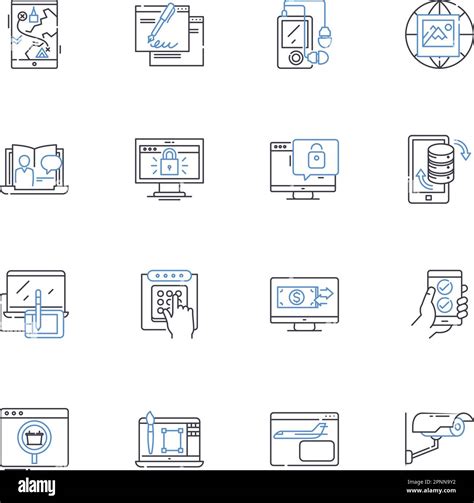 Virtual Line Icons Collection Digital Imaginary Simulated Cyber