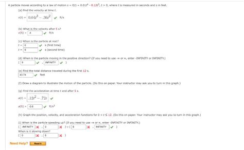 Solved A Particle Moves According To A Law Of Motion S Chegg Com