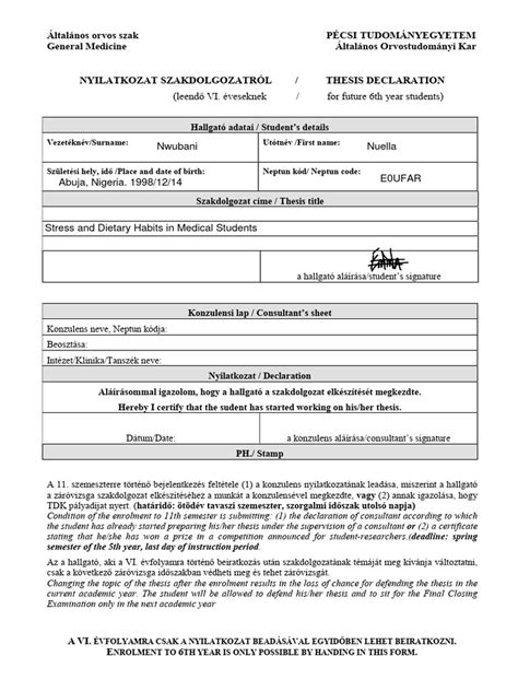 Thesis Declaration Form Pdf