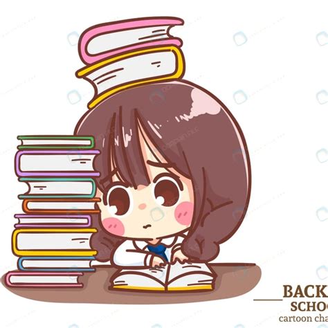 خرید و قیمت وکتور کارتونی دختر بامزه درس خوان ترب