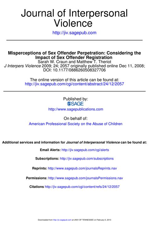 Pdf Misperceptions Of Sex Offender Perpetration Considering The
