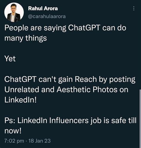 Rahul Arora On Linkedin Chatgpt Ai Linkedinpost Influencer