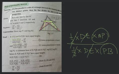 Basig Proportionality Theoremtheorem If A Line Parallel To A Side Of A