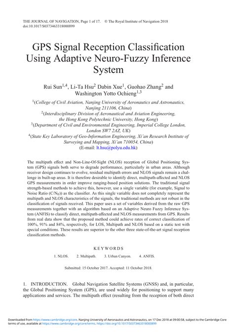 Pdf Gps Signal Reception Classification Using Adaptive Neuro Fuzzy