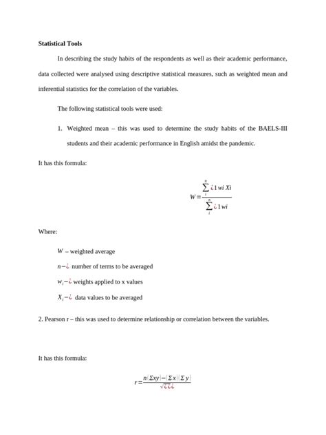 Sample Statistical Tools Pdf