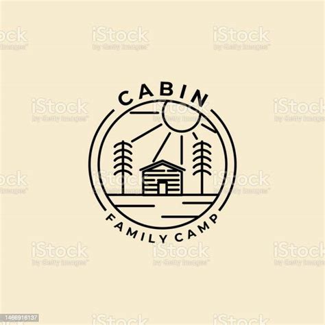 나무 오두막 라인 아트 미니멀리스트 벡터 로고 배지 그림 디자인 통나무집에 대한 스톡 벡터 아트 및 기타 이미지 통나무집 여름 여름 캠프 Istock