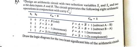 Solved Design An Arithmetic Circuit With Two Selection Chegg