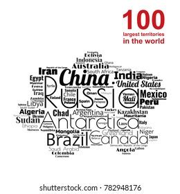 100 Biggest Countries Word Cloud Collage Stock Vector Royalty Free