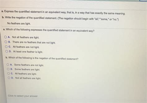 Solved A Express The Quantified Statement In An Equivalent