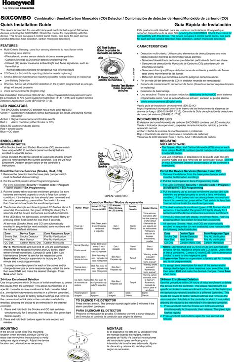 Honeywell 8dlcomr6 Wireless Smoke And Co Detector User Manual