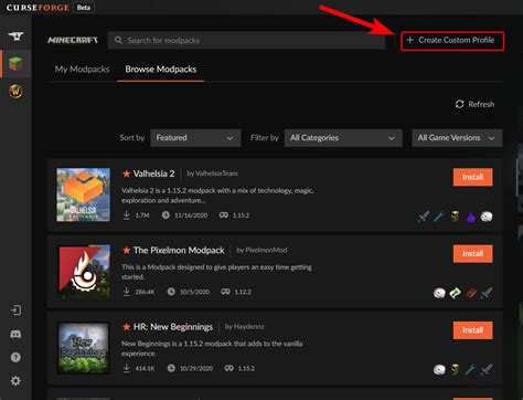 Creating A Custom Profile Curseforge Support