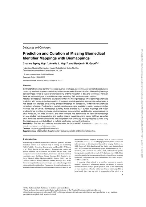 Pdf Prediction And Curation Of Missing Biomedical Identifier Mappings With Biomappings