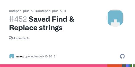 Saved Find And Replace Strings · Issue 452 · Notepad Plus Plusnotepad Plus Plus · Github