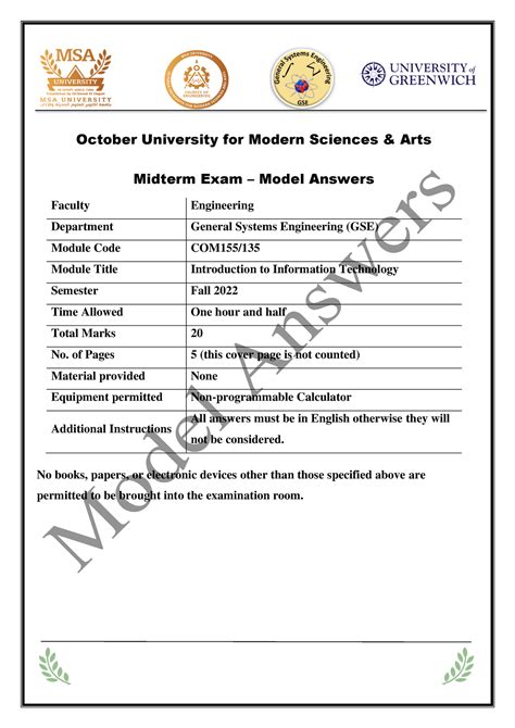 It Midterm Exam Fall 2022 October University For Modern Sciences