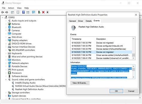 realtek high definition audio device not migrated any ideas microsoft community