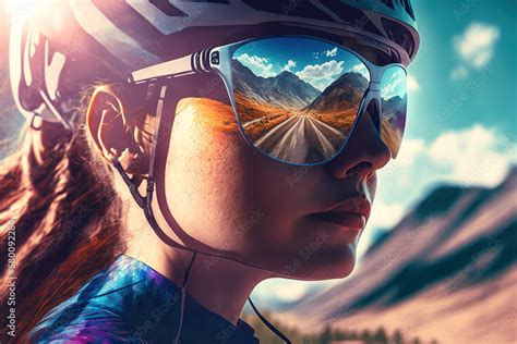 Young Female Cyclist Portrait Wearing Sunglasses With Wondrous
