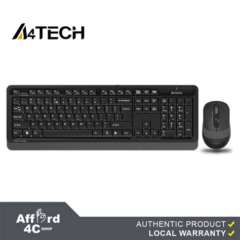 A4tech FG1010 Fstyler 2 4G Power Saving Wireless Keyboard And Mouse Combo Set Grey Shopee